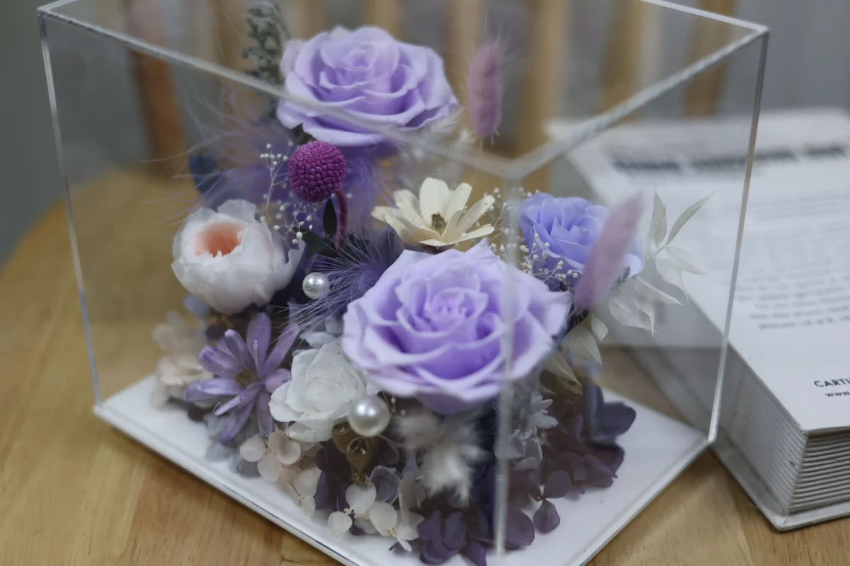 Purple Roses Forever Flower Never Dying Roses Inside Acrylic Boxes ...